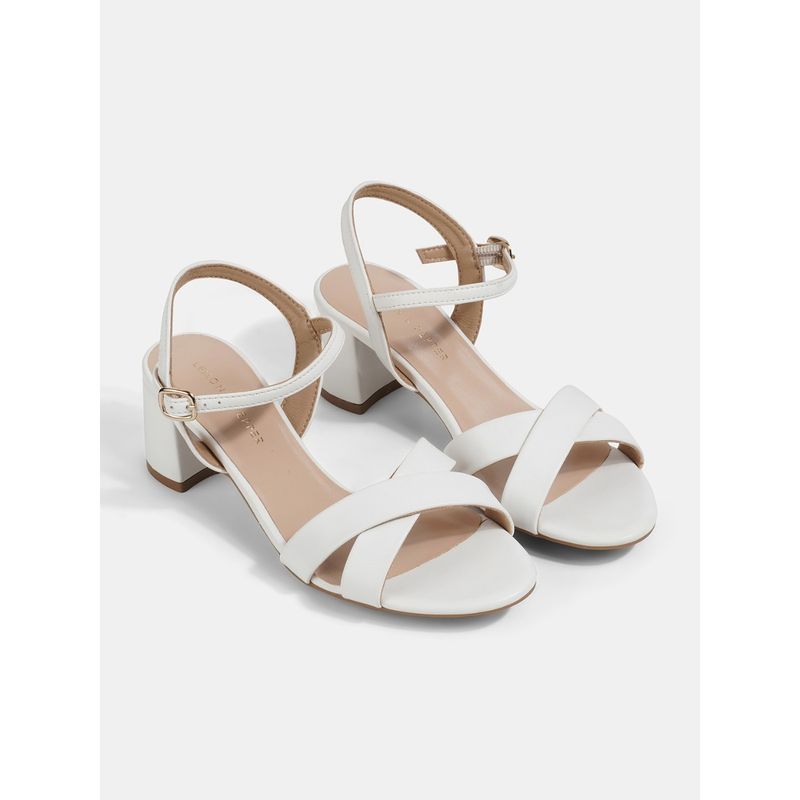 Buy Lemon & Pepper White Block Sandal Heels Online