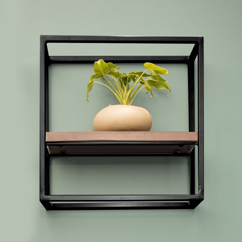 Buy Living With Elan Grid Square Shelf - Matt Black Online