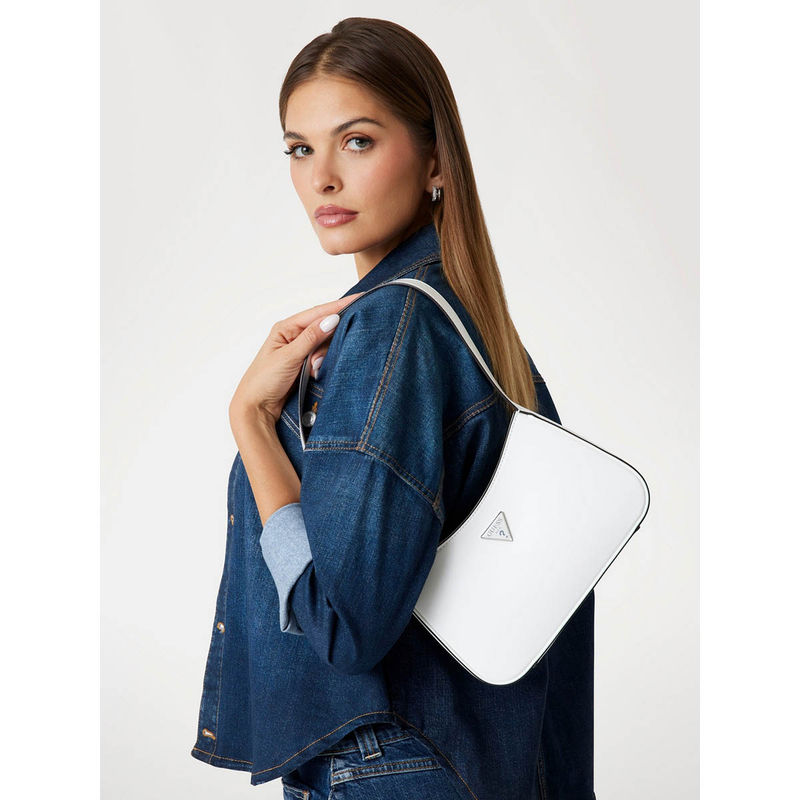 Buy Guess White Solid Arnela Top Zip Shoulder Bag Online