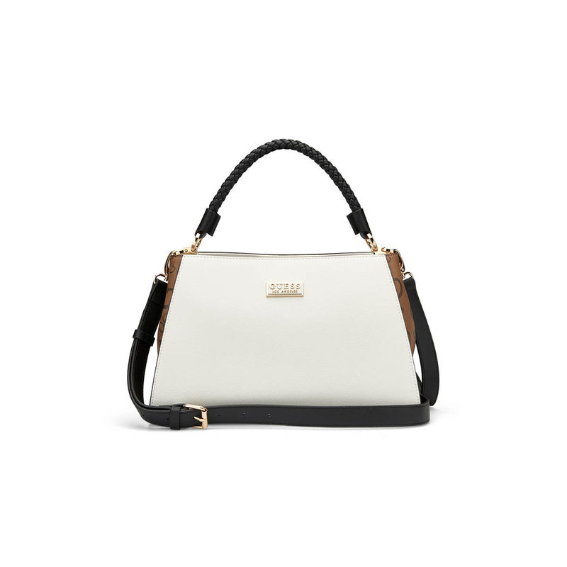 Buy Guess Vanilla Solid Averi Satchel Bag with Detachable Strap Online