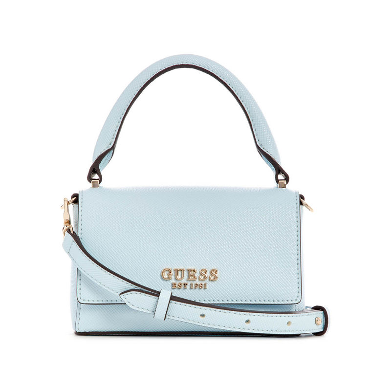 Buy Guess Powder Blue Textured Fedana Mini Top Handle Flap Shoulder Bag ...