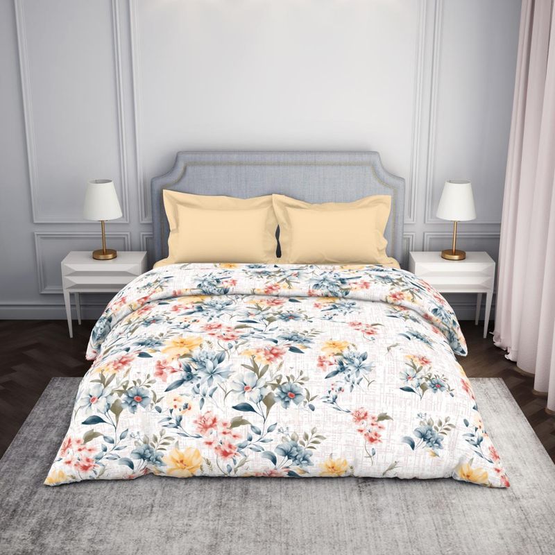 Buy SPACES 100% Cotton Multi-Color Ac Comforter Floral Double Bed Quilt ...
