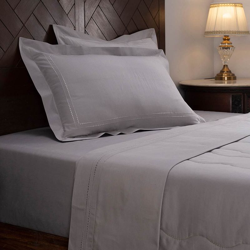 Buy Maspar Nostalgic Attire Eiderdown 400Tc Cotton Embroidery Silver ...