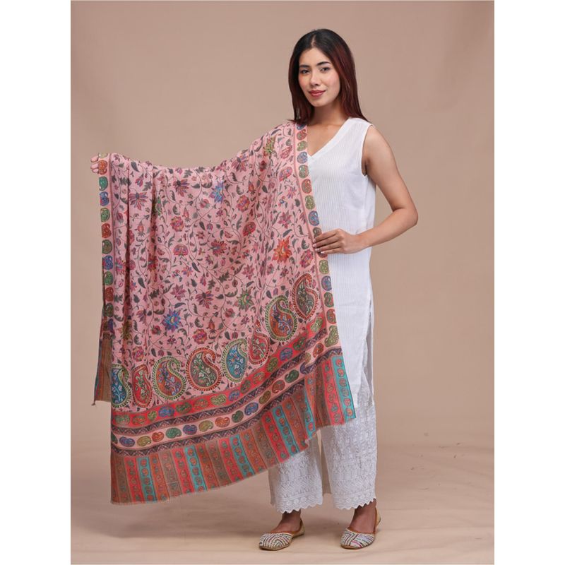 Buy SWI STYLISH Womens Peach Aari Embroidered Wool Shawl Online