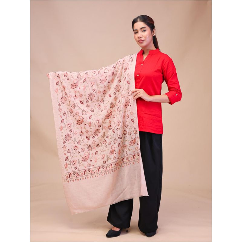 Buy SWI STYLISH Womens Peach Aari Embroidery Wool Stole Online