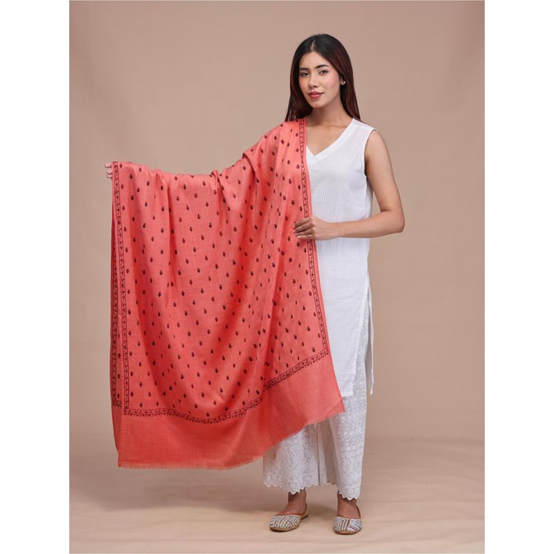Buy SWI STYLISH Womens Peach Aari Embroidered Wool Shawl Online
