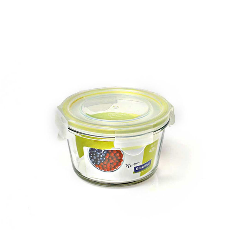 Buy Glasslock Taper Airtight Break Resistant Storage Container,Microwave Safe, Round, 410 ml Online