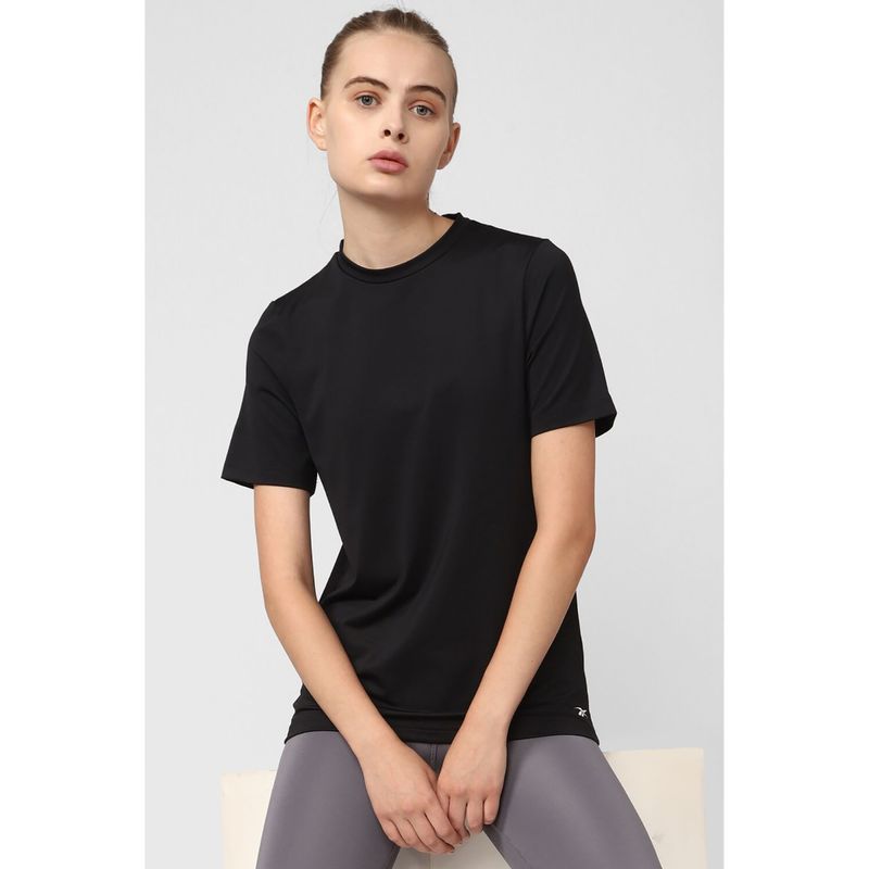 Buy Reebok Women Wor Speedwick Black Solid T-Shirt Online