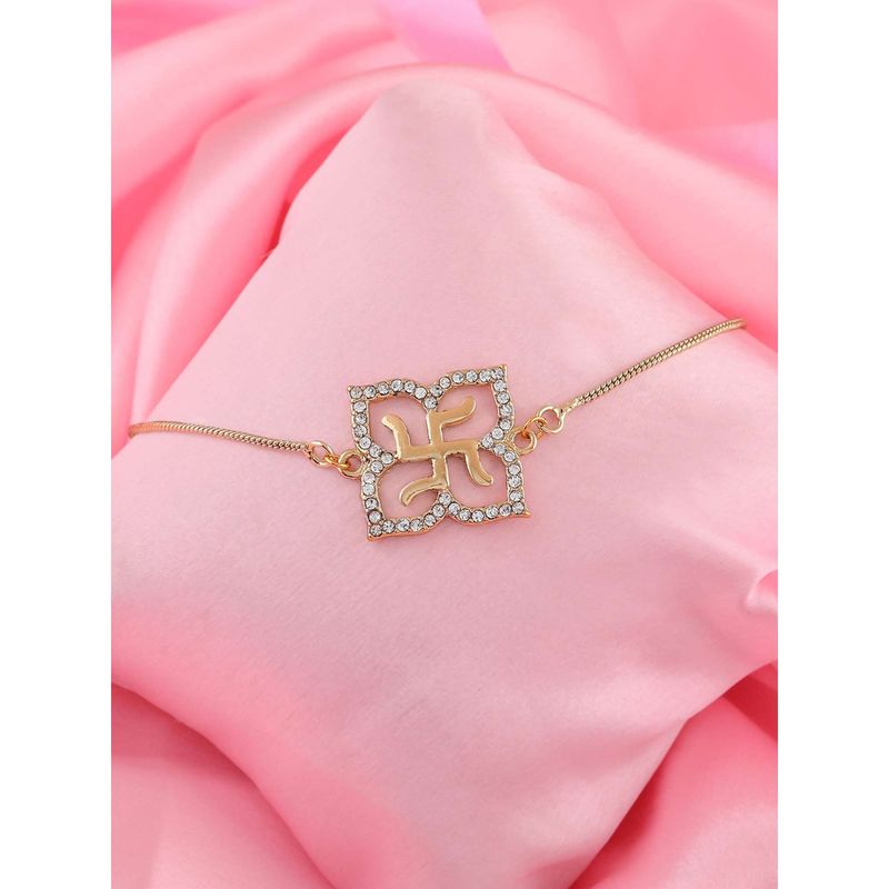Buy Estele Gold Plated Holy Swastika Bracelet with Austrian Crystals ...