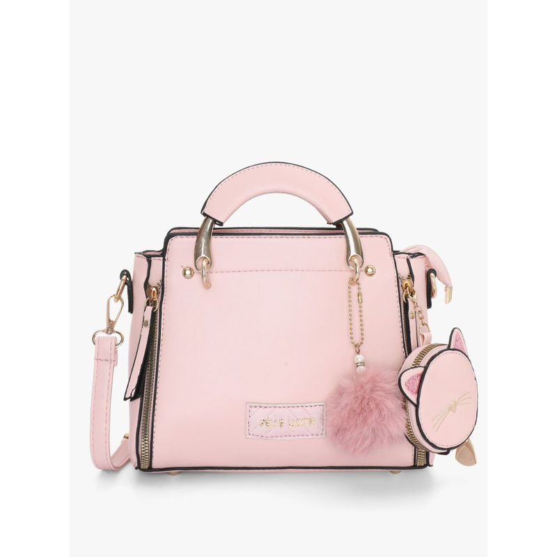 Buy Pelle Luxur Light Pink Satchel Bag (Set of 3) Online