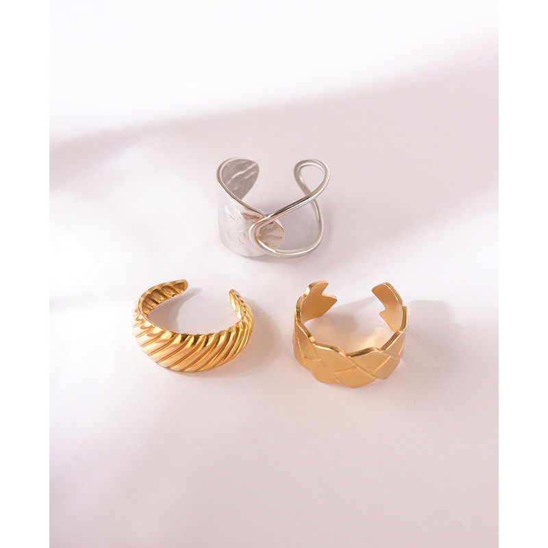 Buy Niska Anti-Tarnish Multi-Color Rings (Pack Of 3) Online
