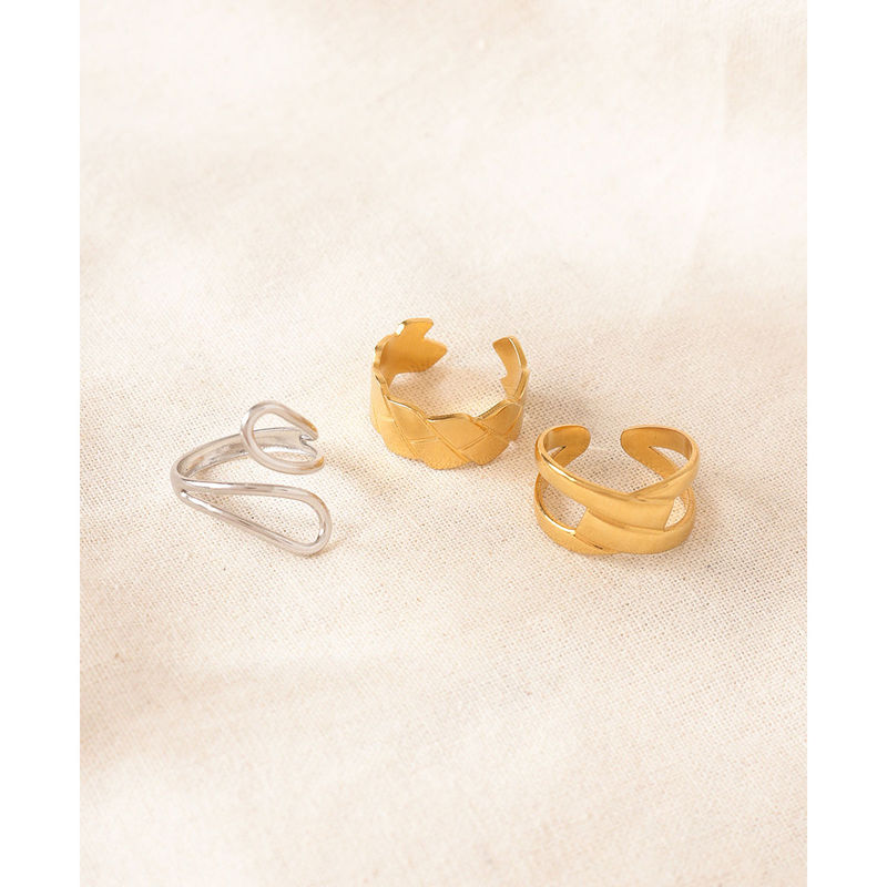 Buy Niska Anti-Tarnish Multi-Color Rings (Pack Of 3) Online