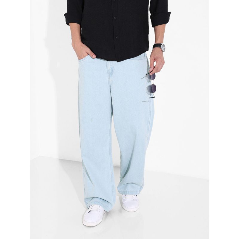 Buy The Indian Garage Co Men Blue Baggy Fit Solid Mid-Rise Eternity ...