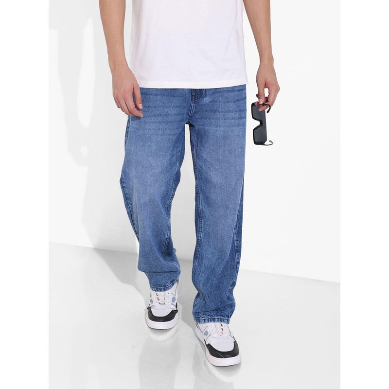 Buy The Indian Garage Co Men Blue Relaxed Fit Solid Mid-Rise Eternity ...