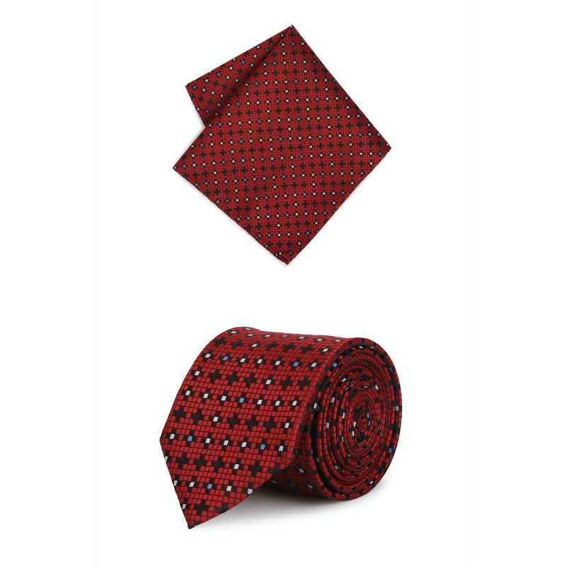 Buy Peter England Red Tie And Pocket Square Online