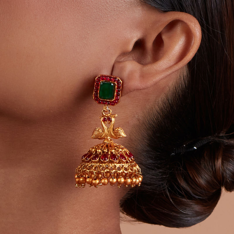 Buy Azai by Nykaa Fashion Ethnic Multi Color Gold Temple Earring Online