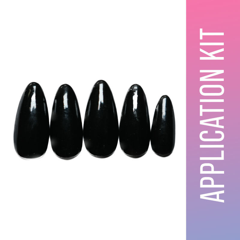 Buy SOEZI Black Beauty Reusable Press On Nails - Application Kit Online