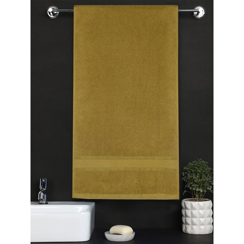 Buy Rubix home 400 GSM Cotton Olive Bath Towel Online