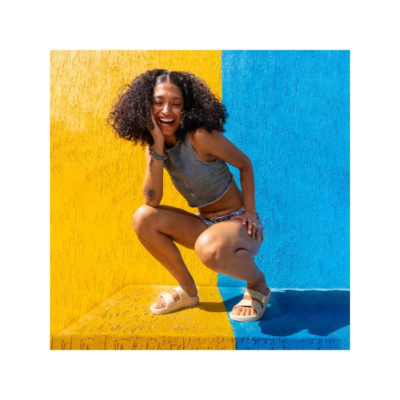 Buy SOLETHREADS Wafer Solid Beige Women Slide Sandals Online