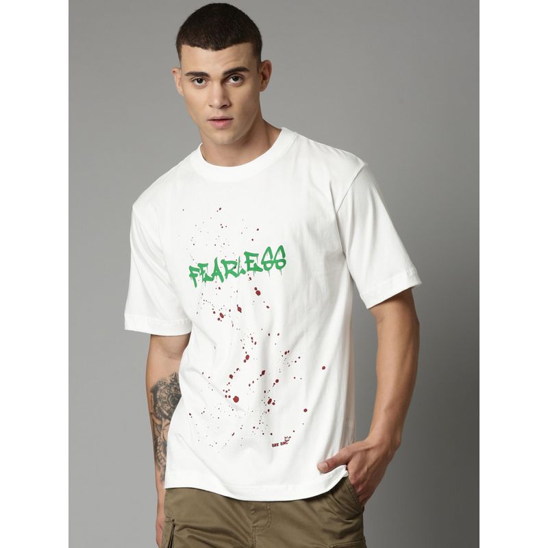 Buy BREAKBOUNCE White Paint Splash Relaxed Fit T-Shirt Online