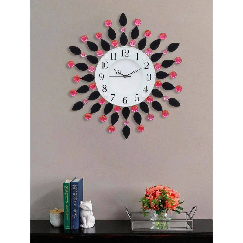 Buy eCraftIndia Decorative Round Iron Diamond Analog Wall Clock with ...