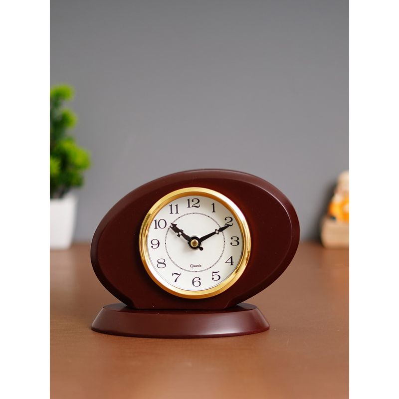 Buy eCraftIndia Classic Wooden Oval Analog Table Clock with Striking ...
