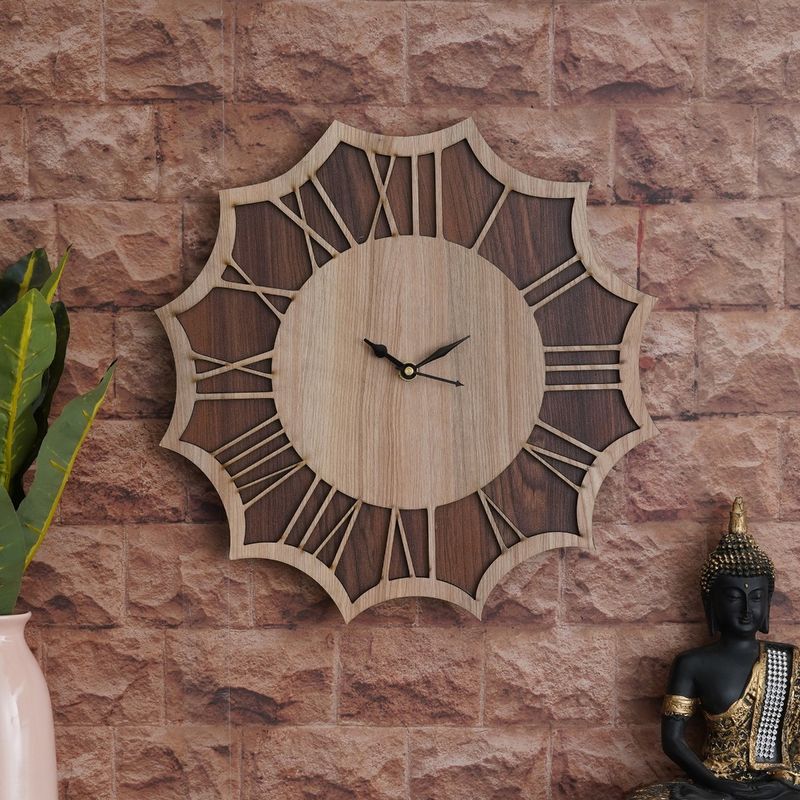 Buy eCraftIndia Light Brown Dodecagon Shape Roman Numerals Designer ...