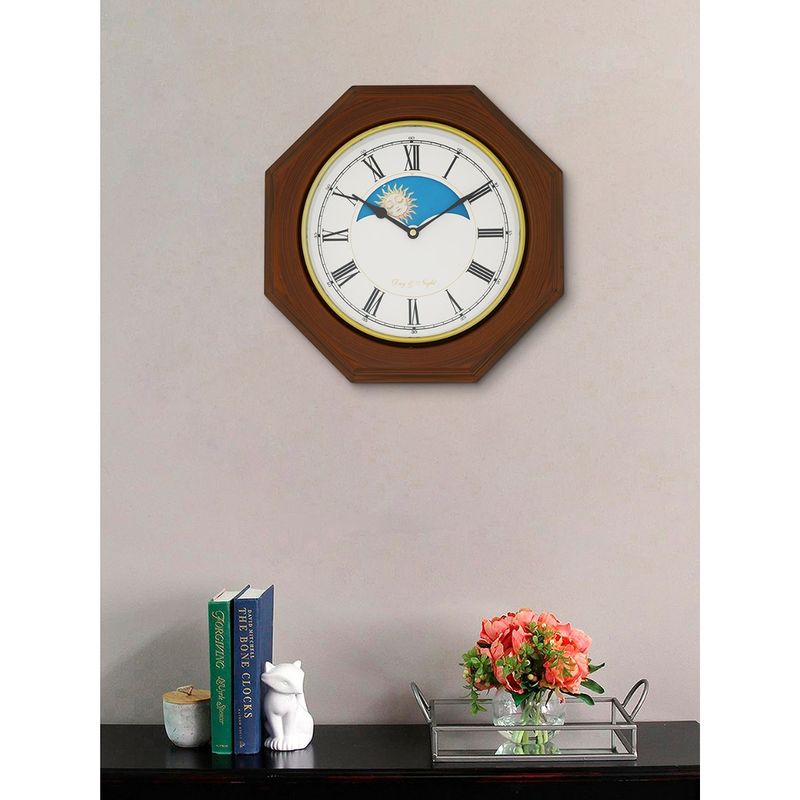 Buy eCraftIndia Elegant Sunrise Sunset Octagon Shape Wall Clock with ...