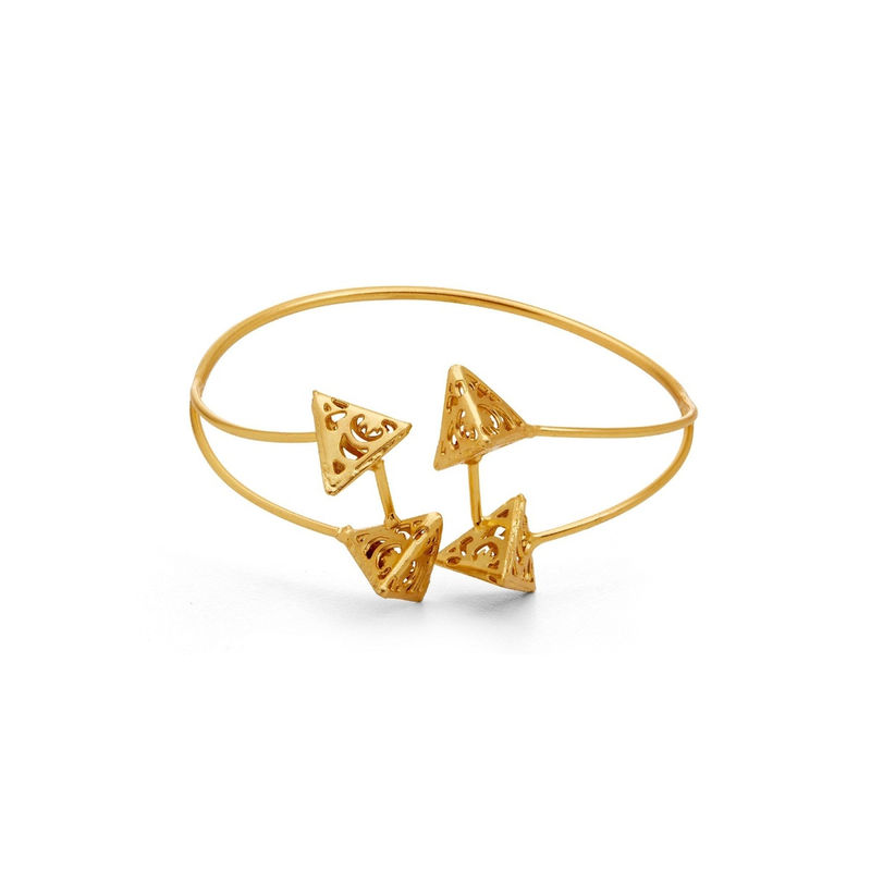 Dhwani Bansal Adjustable Mehr Cuff With Filligree Work In 22K Gold Plated Brass: Buy Dhwani ...