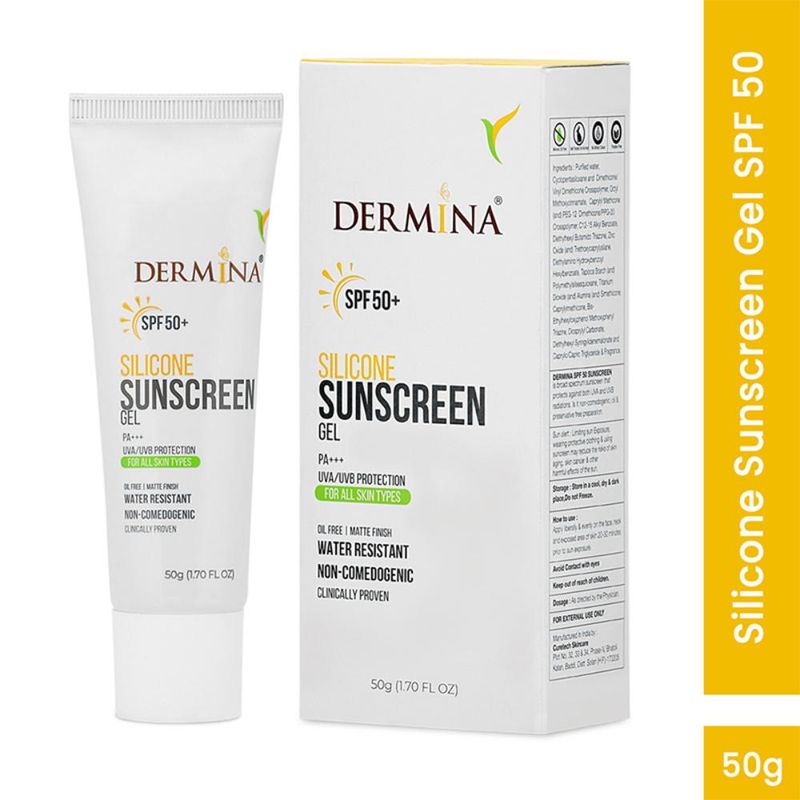 Buy DERMINA SPF 50 Silicone Sunscreen Gel With PA+++ UVA/UVB, Matte ...
