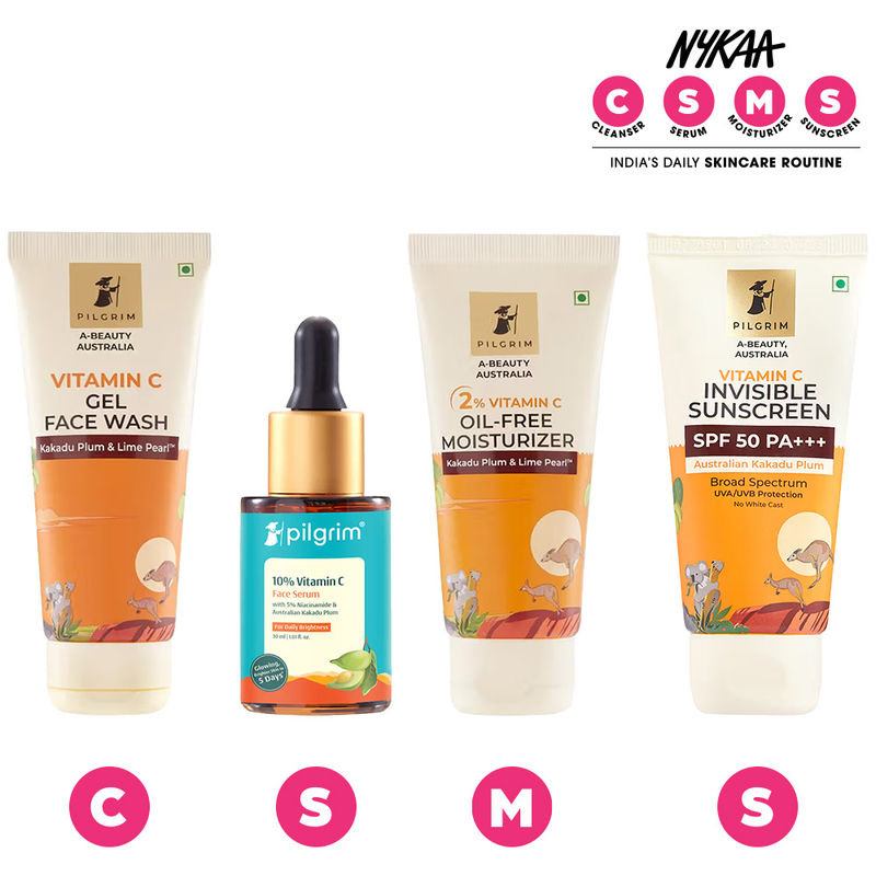 Buy Pilgrim Vitamin C Glow Brightening Range CSMS Combo Best Seller ...