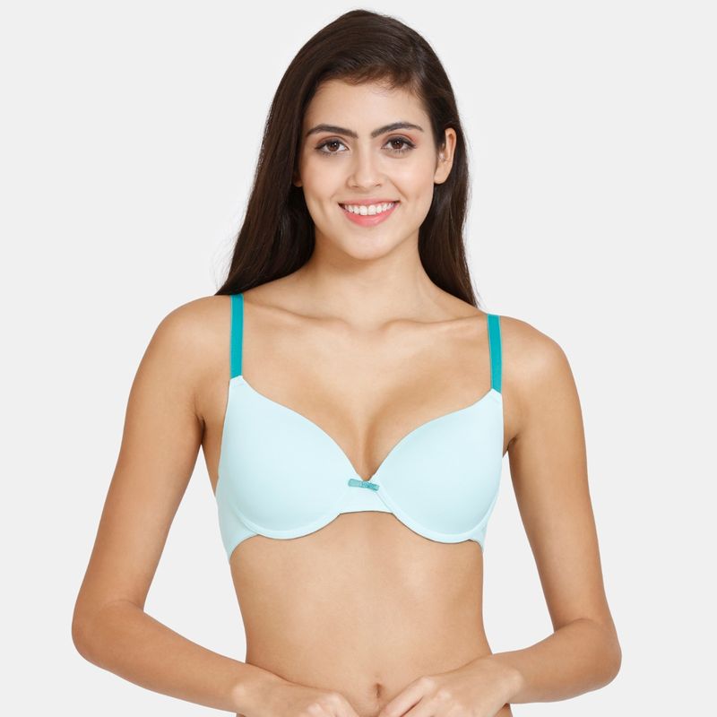 Buy Zivame Push-up Wired Medium Coverage T-shirt Bra - Tanager Turquoise Online