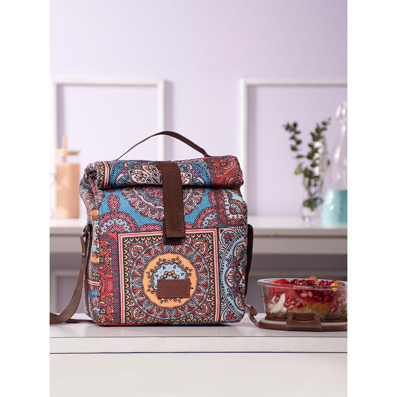Buy Zouk Multicolor Mandala Print Roll Up Lunch Bag Online