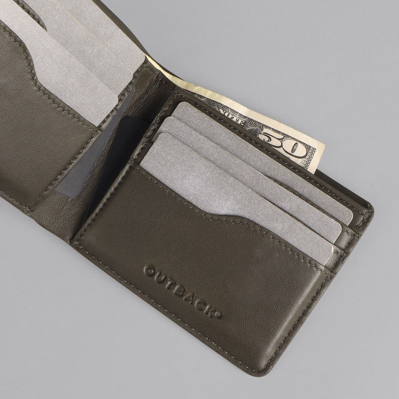 Buy OUTBACK Bi-Fold Leather Wallet Olive Crocodile Online