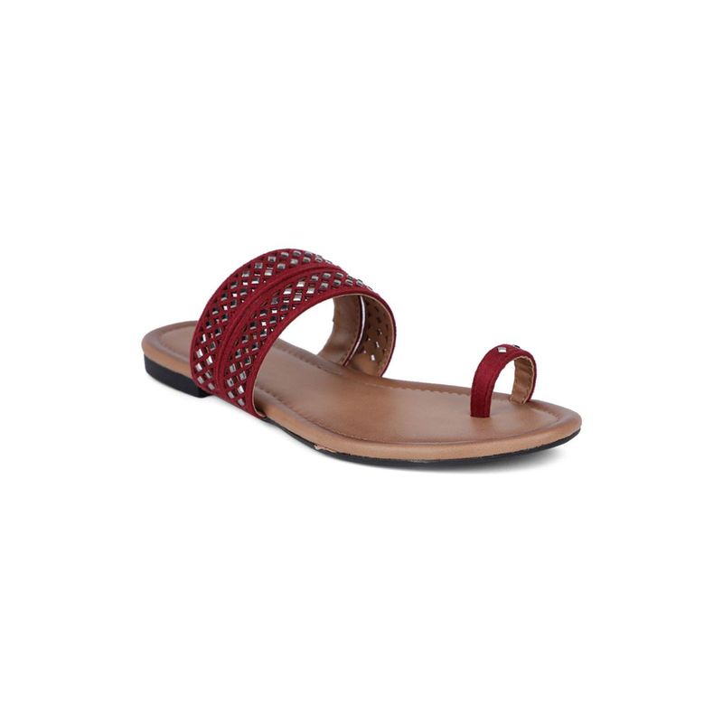 Buy Bata Embellished/sequined Maroon Flats Online