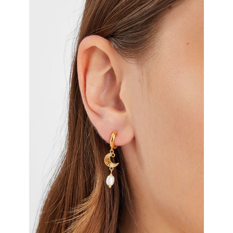 Buy Accessorize London Off White 14K Gold-Plated Sun & Moon Drop ...