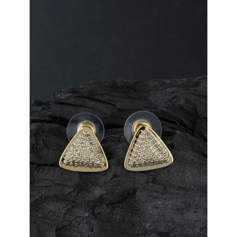 Buy E2O Gold Plated Diamond Studded Stud Earring Online