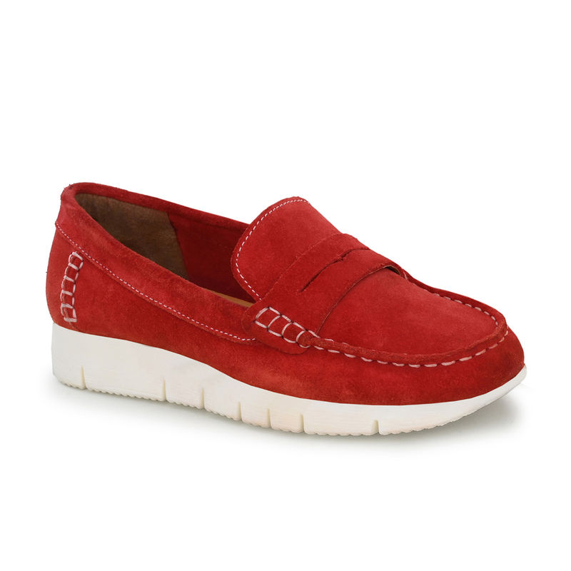 Buy Alberto Torresi All Day Solid Red Slipon Suede Thick Sole Loafers ...