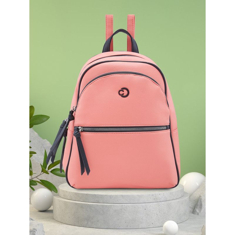 Buy Caprese Pink Solid Backpack Online