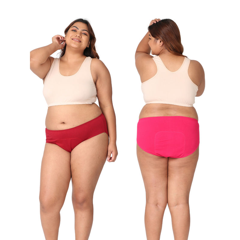 Buy Adira Curvy Women Stain Free Pink & Maroon Period Panties (Pack of 2) Online