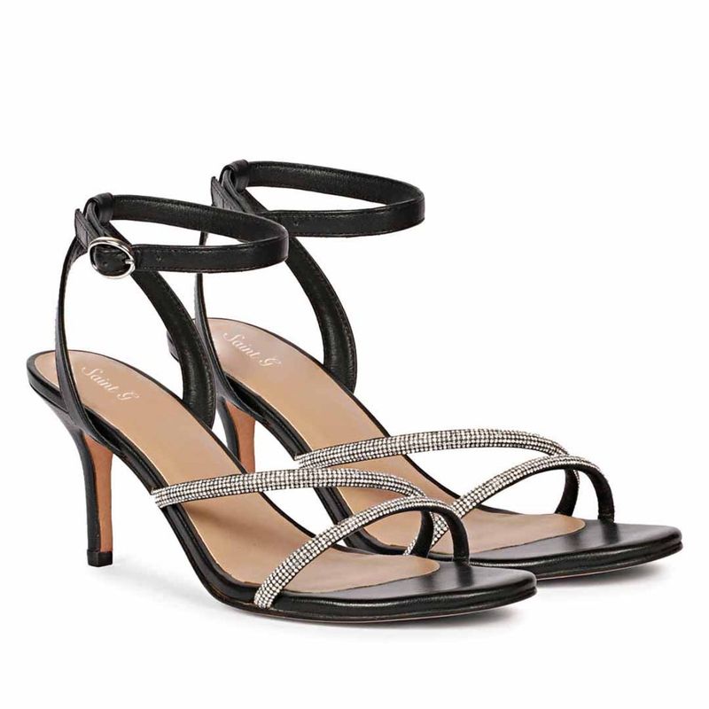Buy Saint G Silver Strass Adorned Black Stilettos Online
