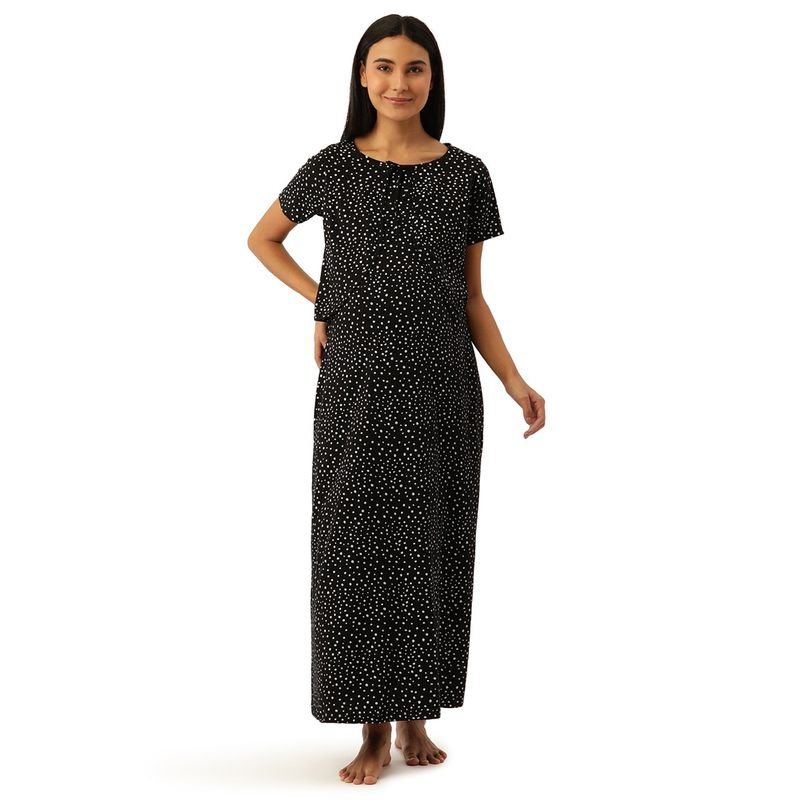 Nejo Feeding-nursing Maternity Full Length Night Dress - Black: Buy ...