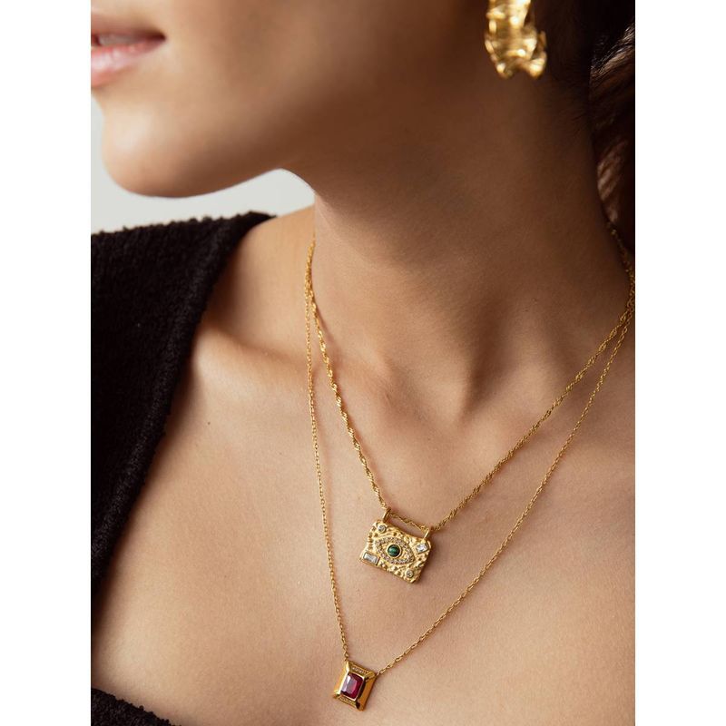 Buy Perfectly Average Ruby Rectangle Necklace | 18K Gold Plated ...