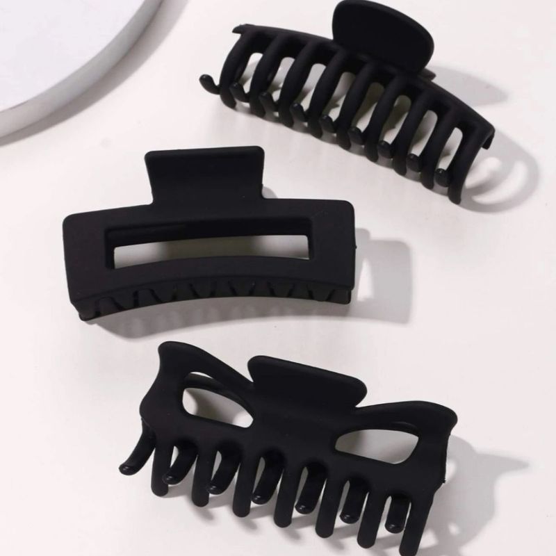 Buy OOMPH Black Large Big Heart, Butterfly and Rectangular Shape Hair ...