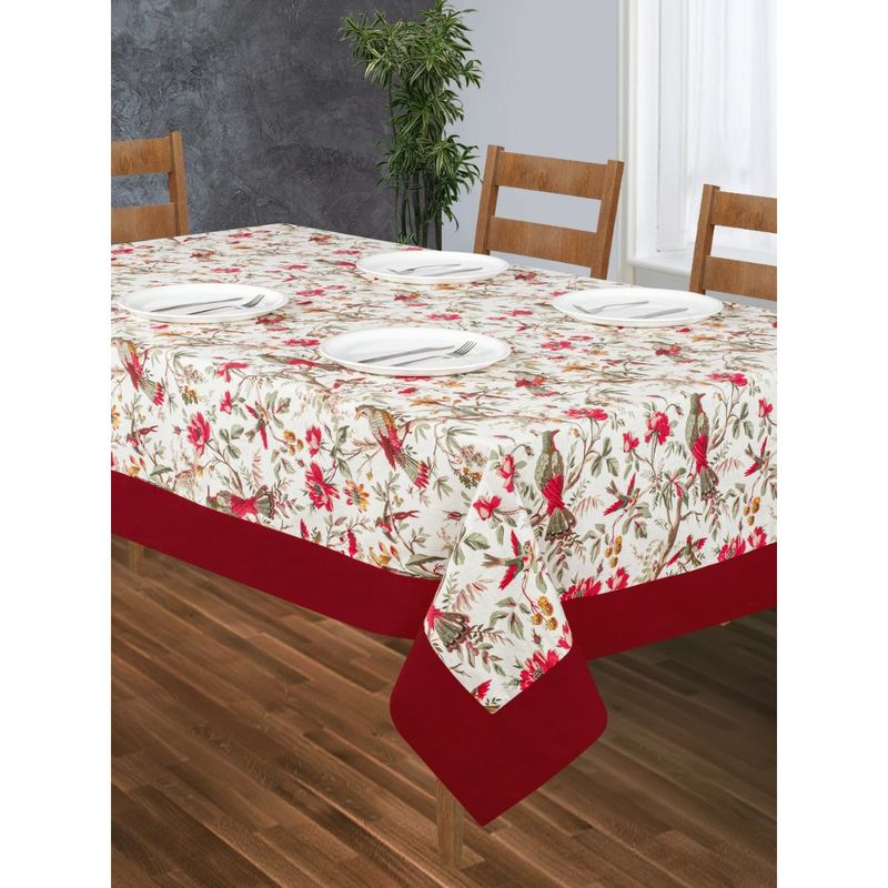 Buy SHADES OF LIFE Beige Floral Print With Plain Border Center Table ...
