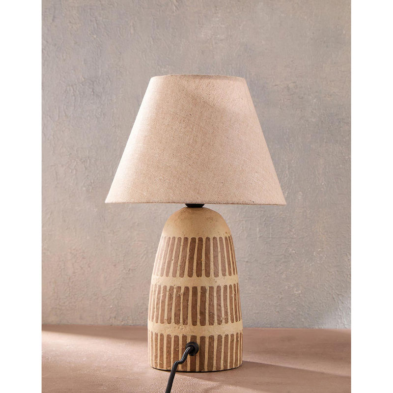 Buy Fabindia Beige Kairav Ecomix Hand Painted Table Lamp Online