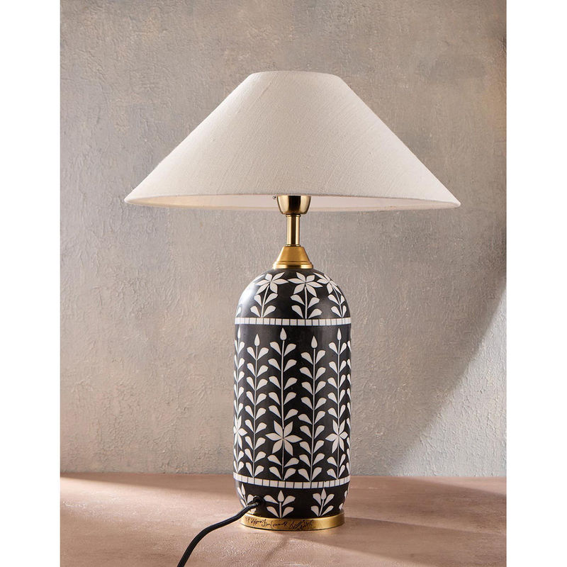 Buy Fabindia Black Vansh Resin Inlay Table Lamp Online