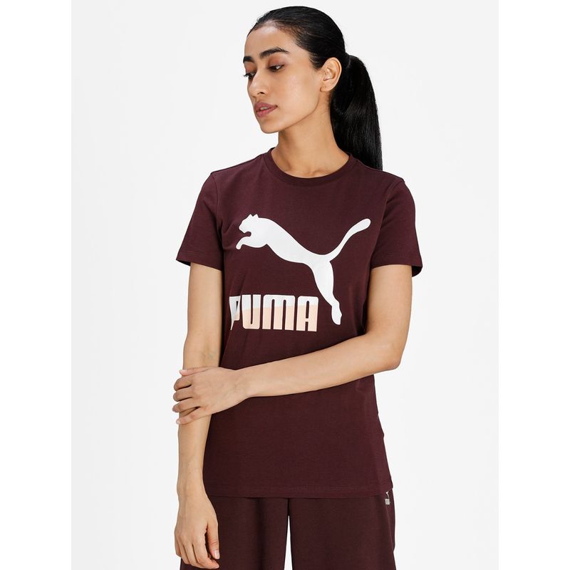 Buy Puma Classics Logo Women Brown T-Shirt Online