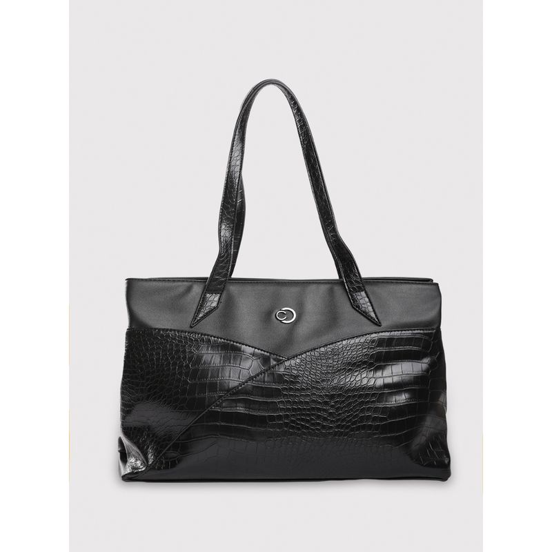 Buy Caprese Cabo Croco Black Faux Leather Large Tote Handbag Online