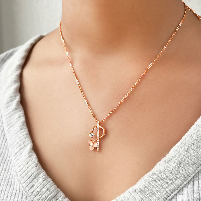 Buy SILBERRY 925 Sterling Silver Rose Gold Cluster Pendant Chain Online